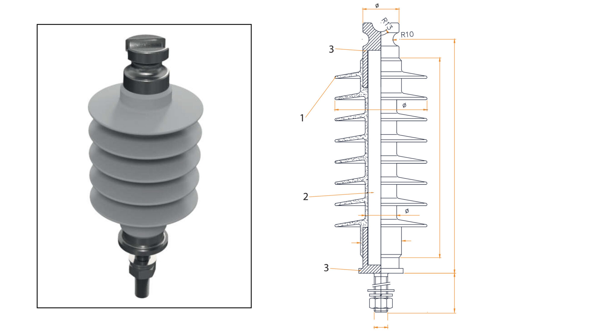 Polymer pin line insulators – Biname electrical insulators